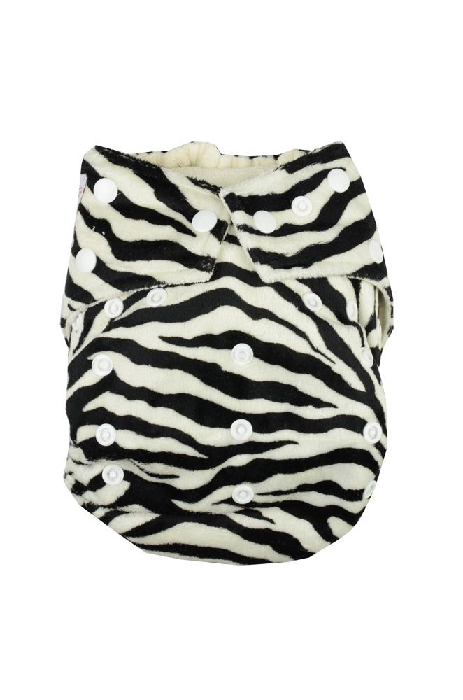 Kawaii Bamboo Minky Mom Collection Cloth Diaper in Royal White Tiger